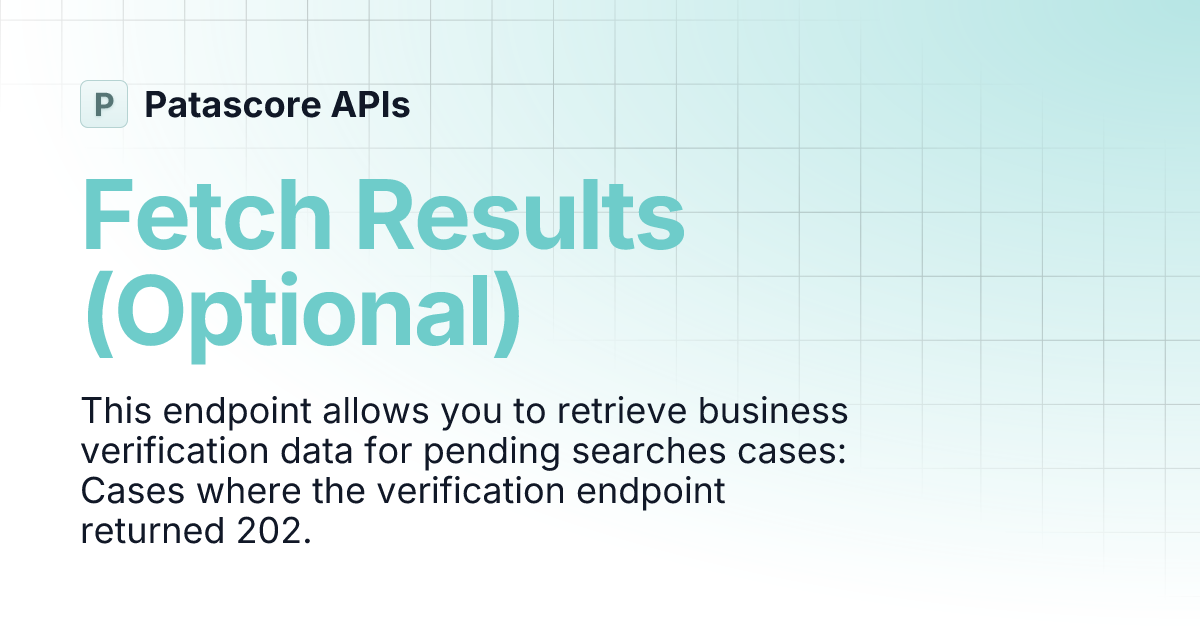 Fetch Results (Optional) | Patascore APIs